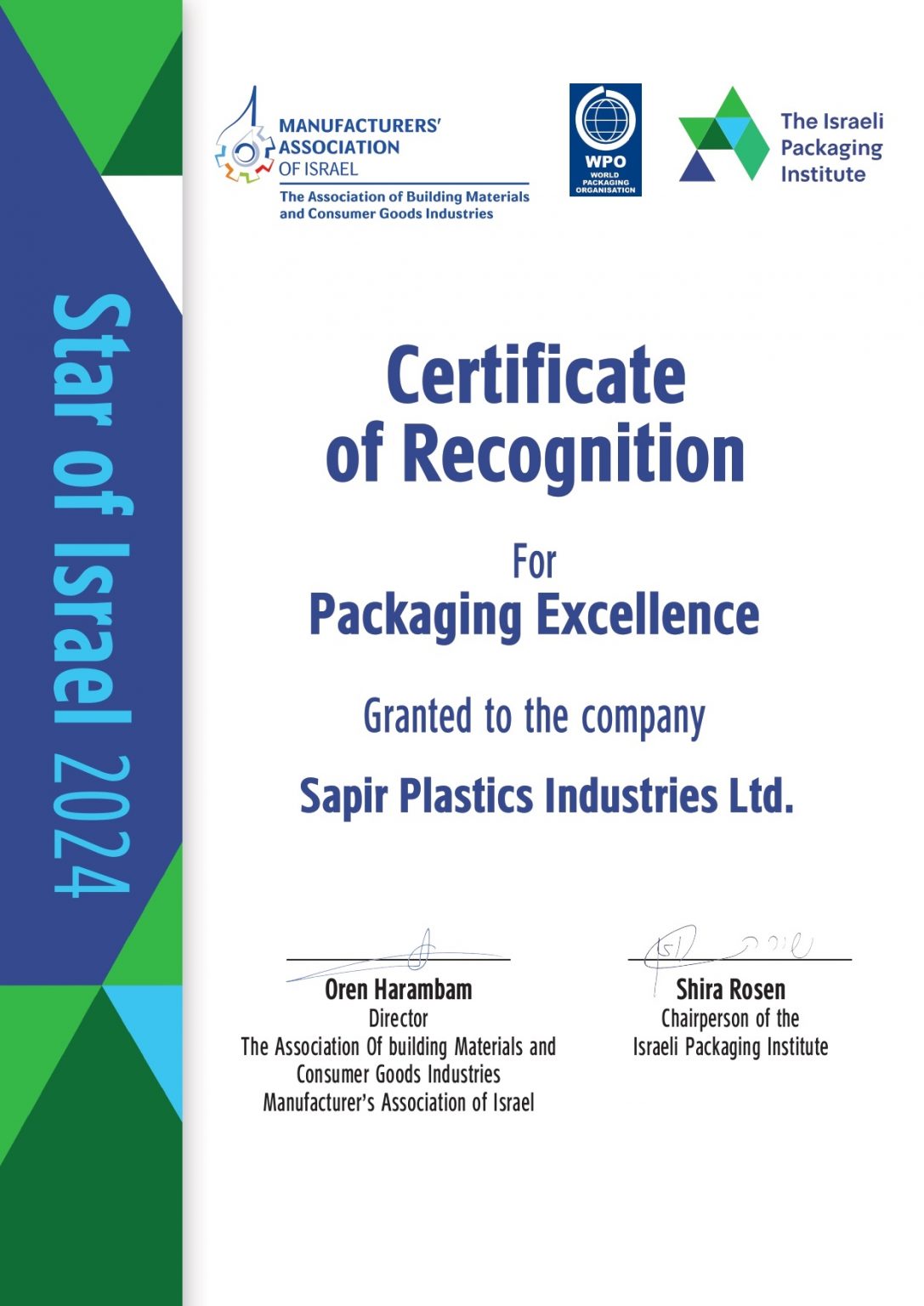 Sapir Celebrates Achievement of Excellence in Sustainable Packaging ...